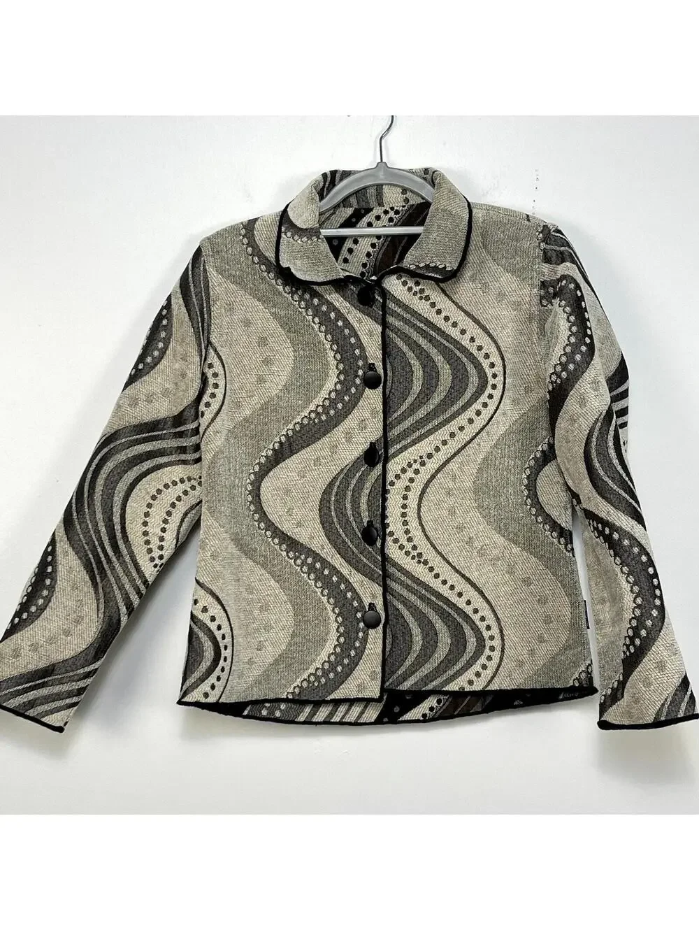 Jackets & Coats | Vintage Winding River Brown And White Swirl Abstract ...